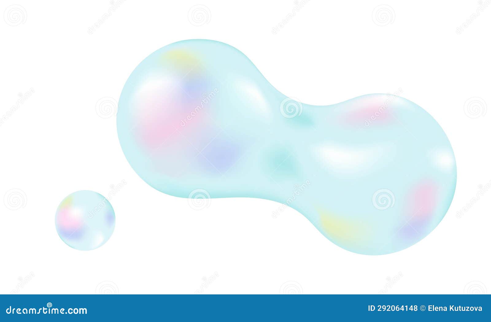 Rainbow Iridescent Balls. Blue Clear Ball Elongated Shape. Vector ...