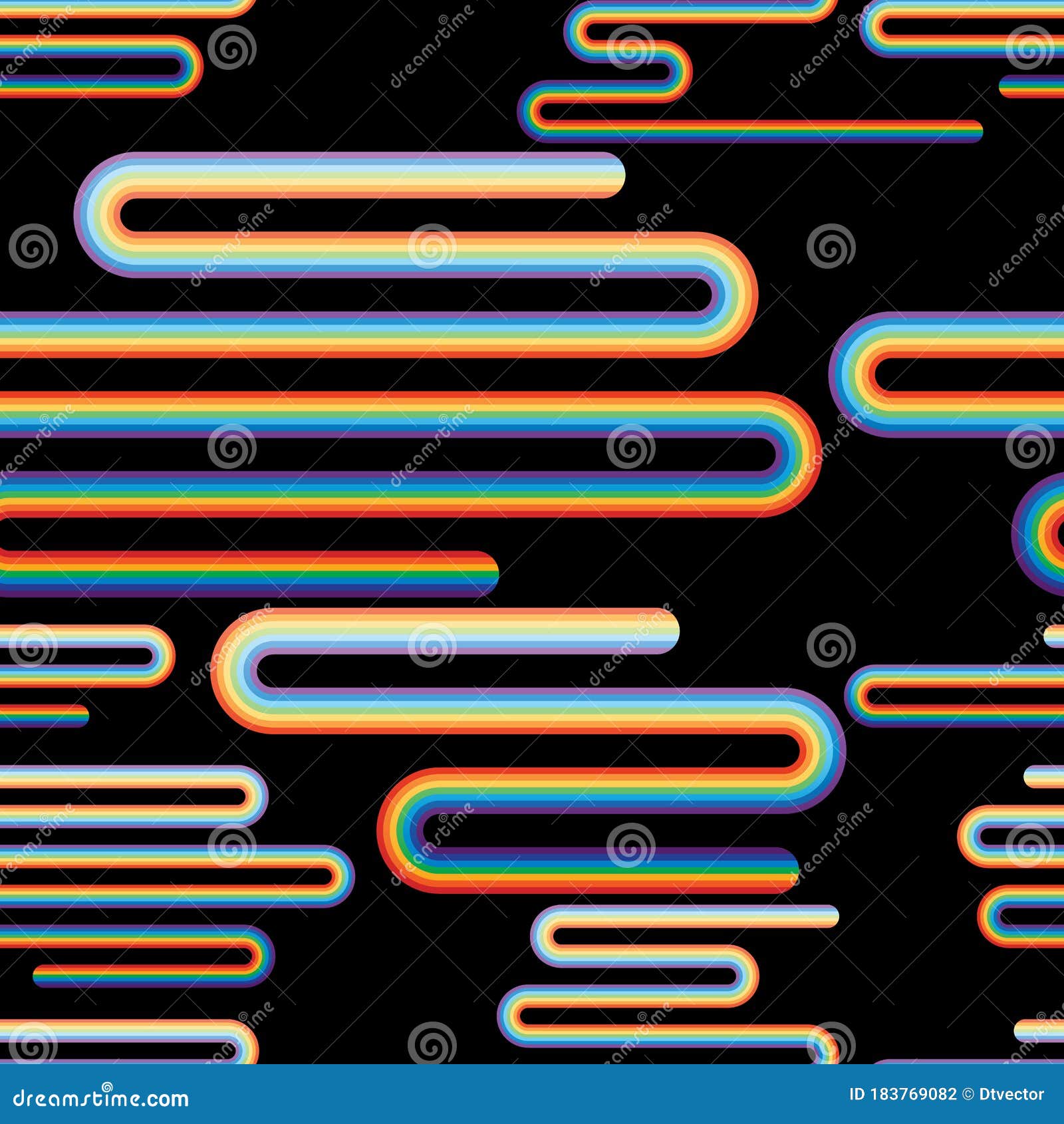 Rainbow Japan Cloud Line Gradient Seamless Pattern Stock Vector ...