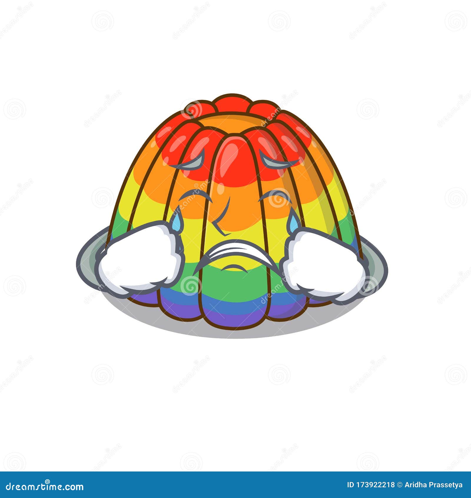 Rainbow Jelly Cartoon Character Concept with a Sad Face Stock Vector ...