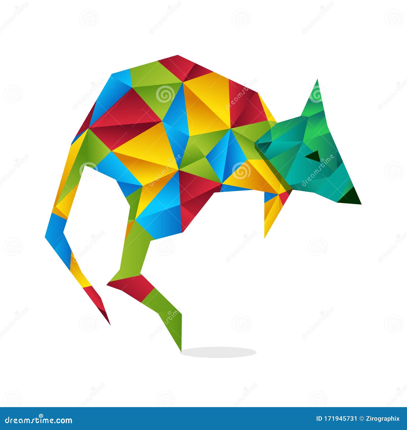 Rainbow Kangaroo Polygon Character Design Stock Illustration ...