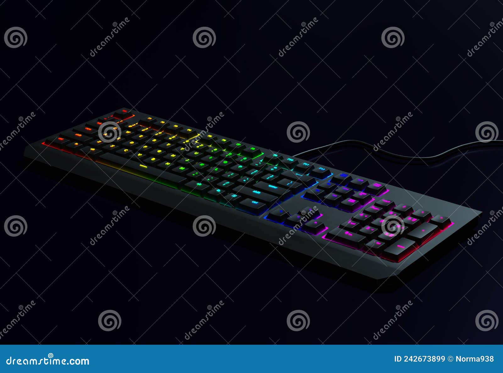 Rainbow Keyboard. Black Gaming Keyboard With RGB Light. Backlit ...