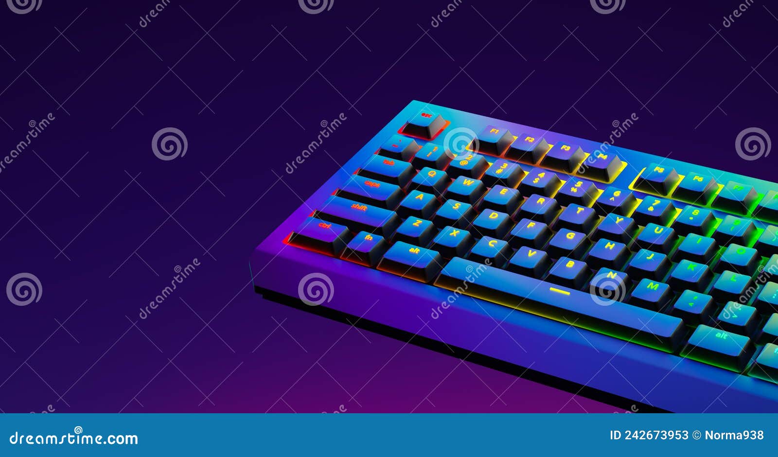 Rainbow Keyboard. Black Gaming Keyboard With RGB Light. Backlit ...
