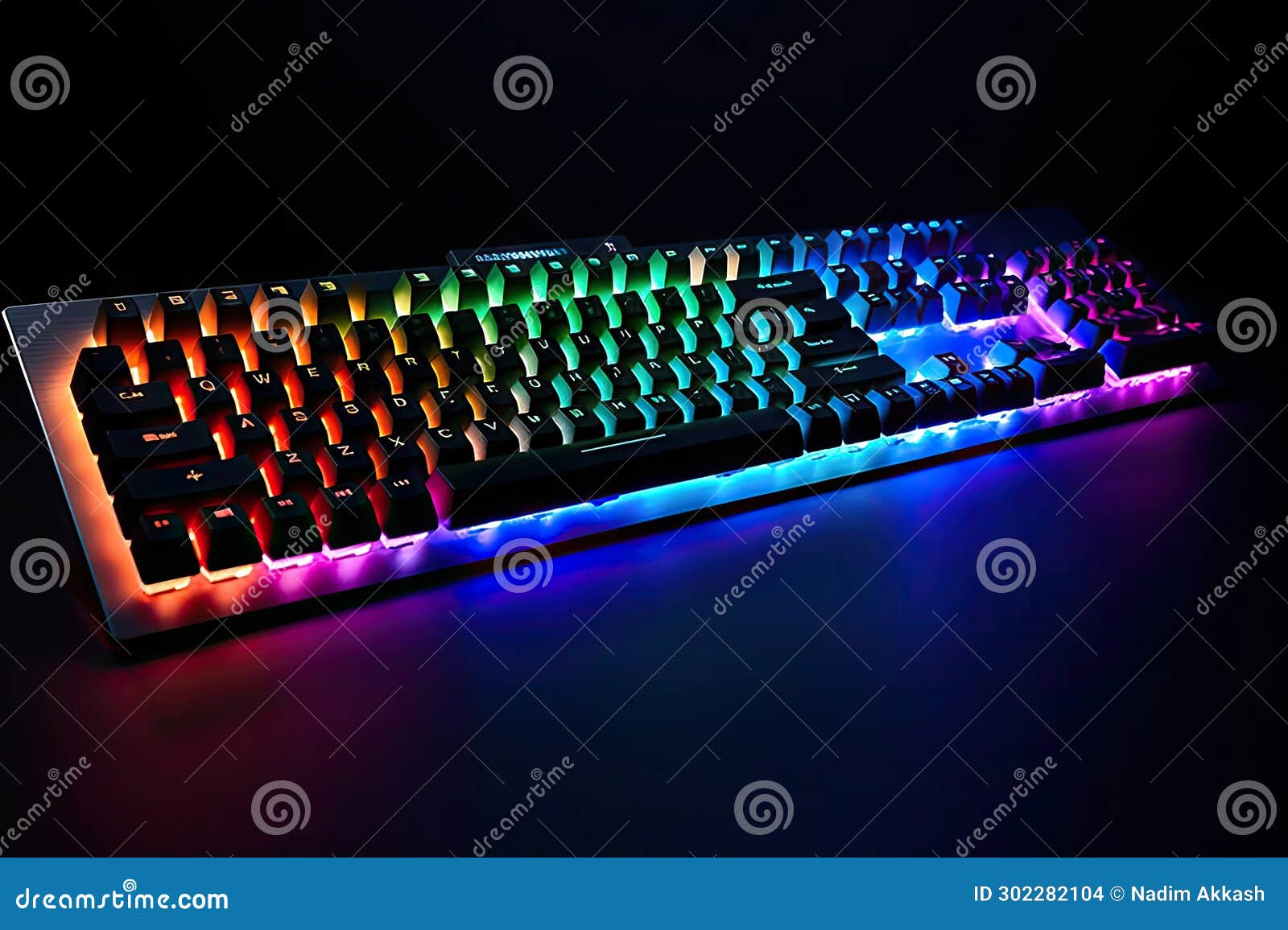 Rainbow Keyboard. Black Gaming Keyboard With RGB Light. Backlit ...