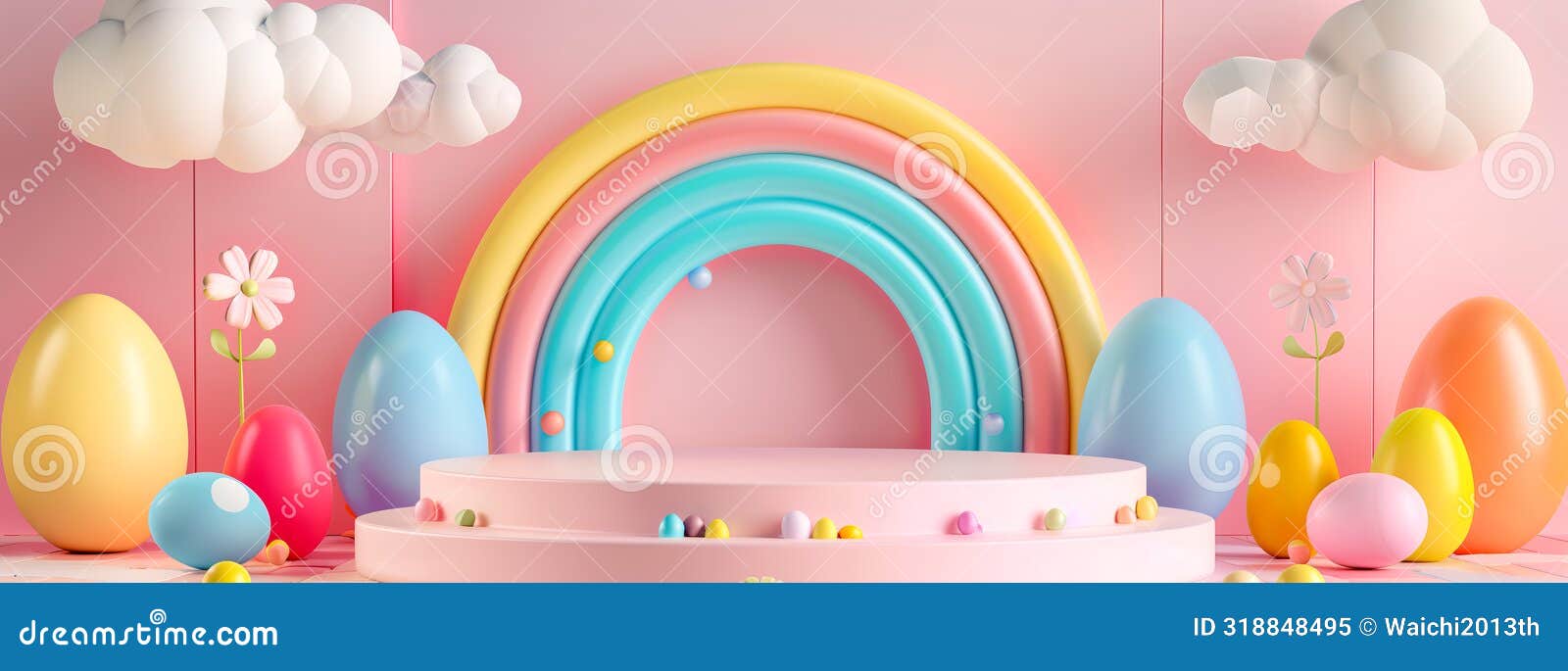 Rainbow Kids Colorful Day Stage Layout with Little Star and Clouds ...