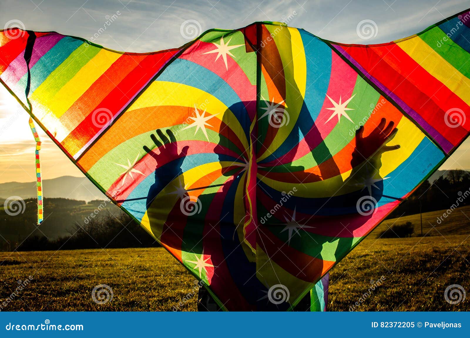 Rainbow kite stock image. Image of sunset, away, little - 82372205