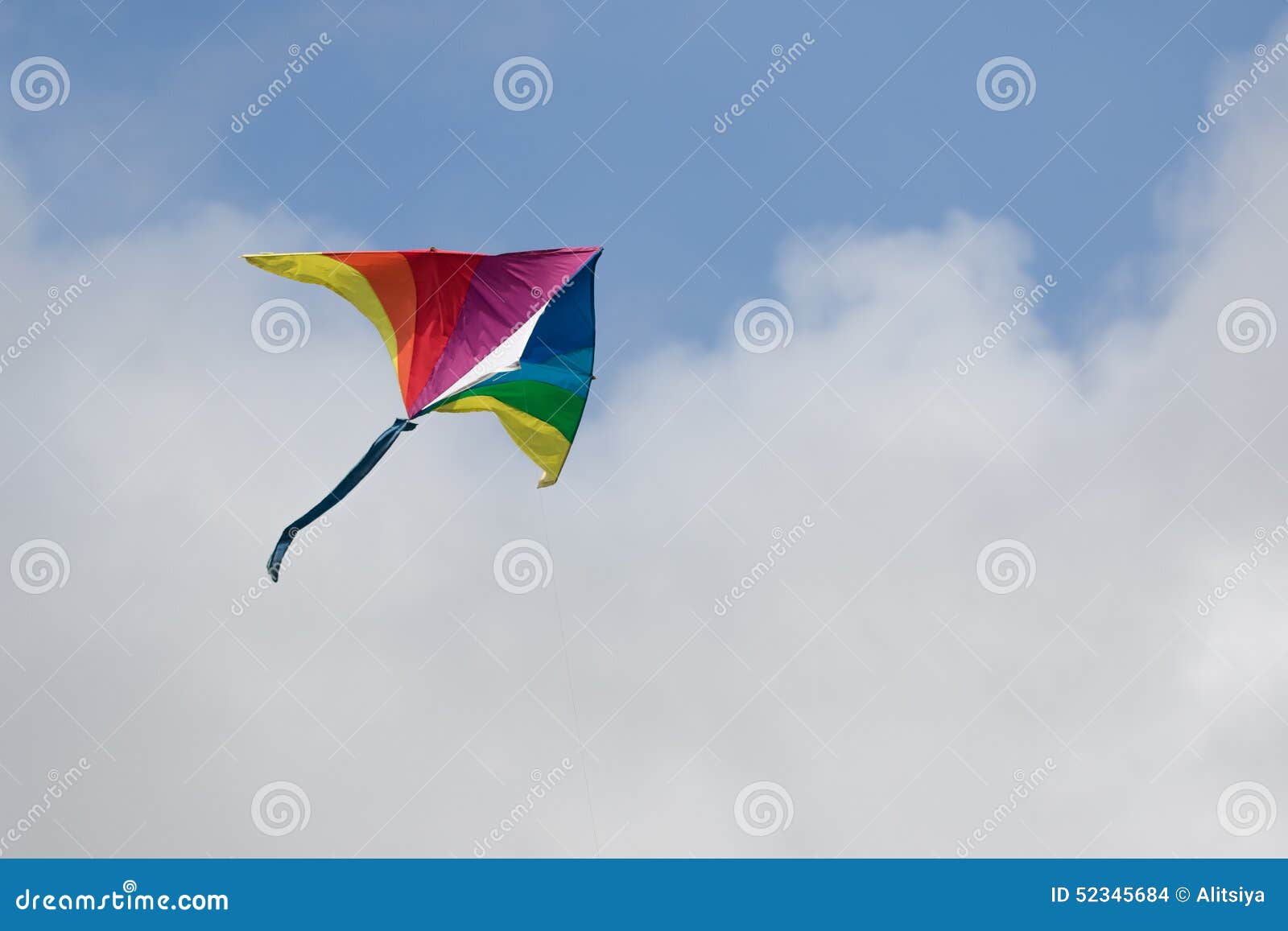 Rainbow Kite in Sky stock photo. Image of wearing, summer - 52345684