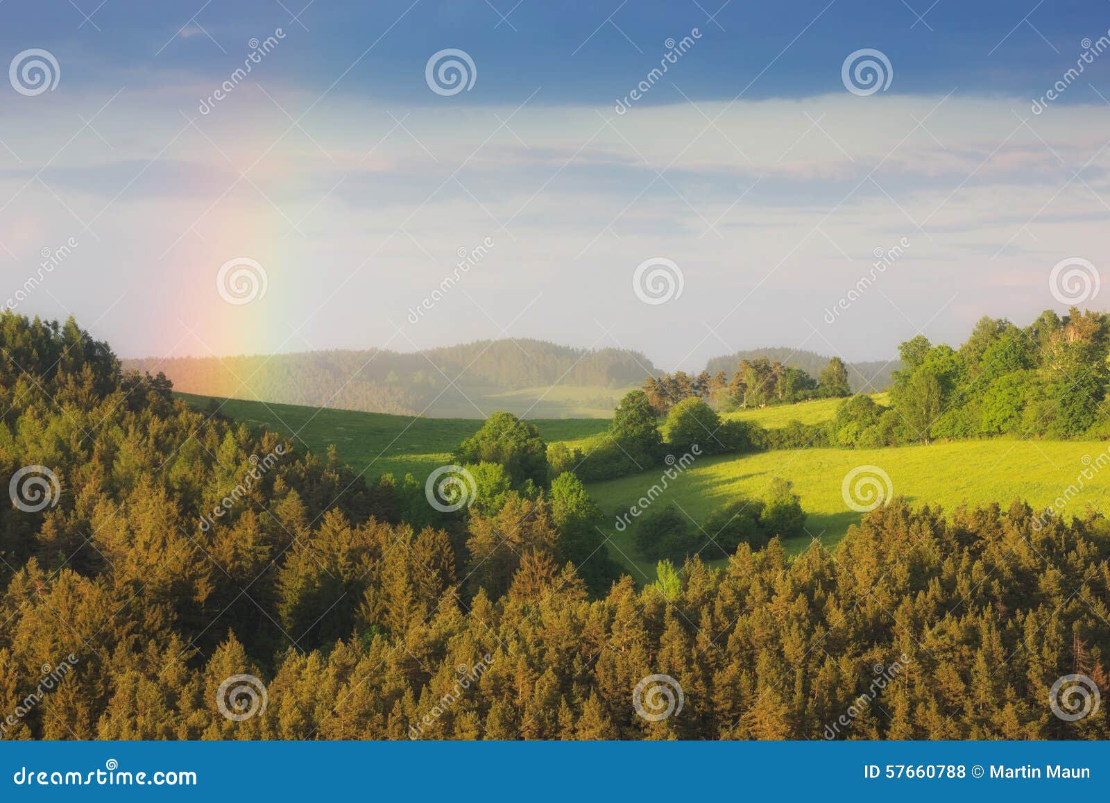Rainbow Landscape stock photo. Image of tree, field, nature - 57660788