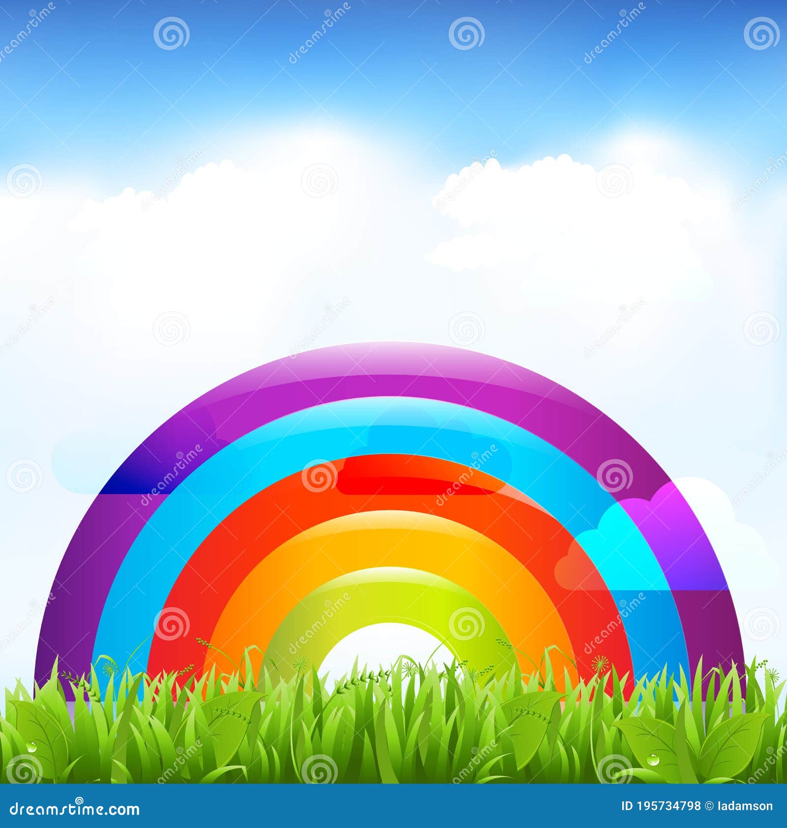 Rainbow and Landscape stock vector. Illustration of field - 195734798