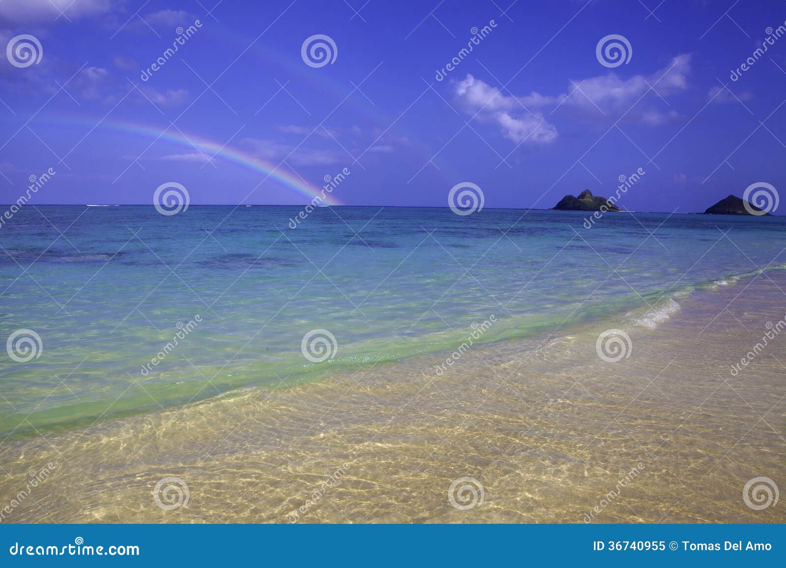 Rainbow at Lanikai Beach, Hawaii Stock Image - Image of coral, hawaii ...