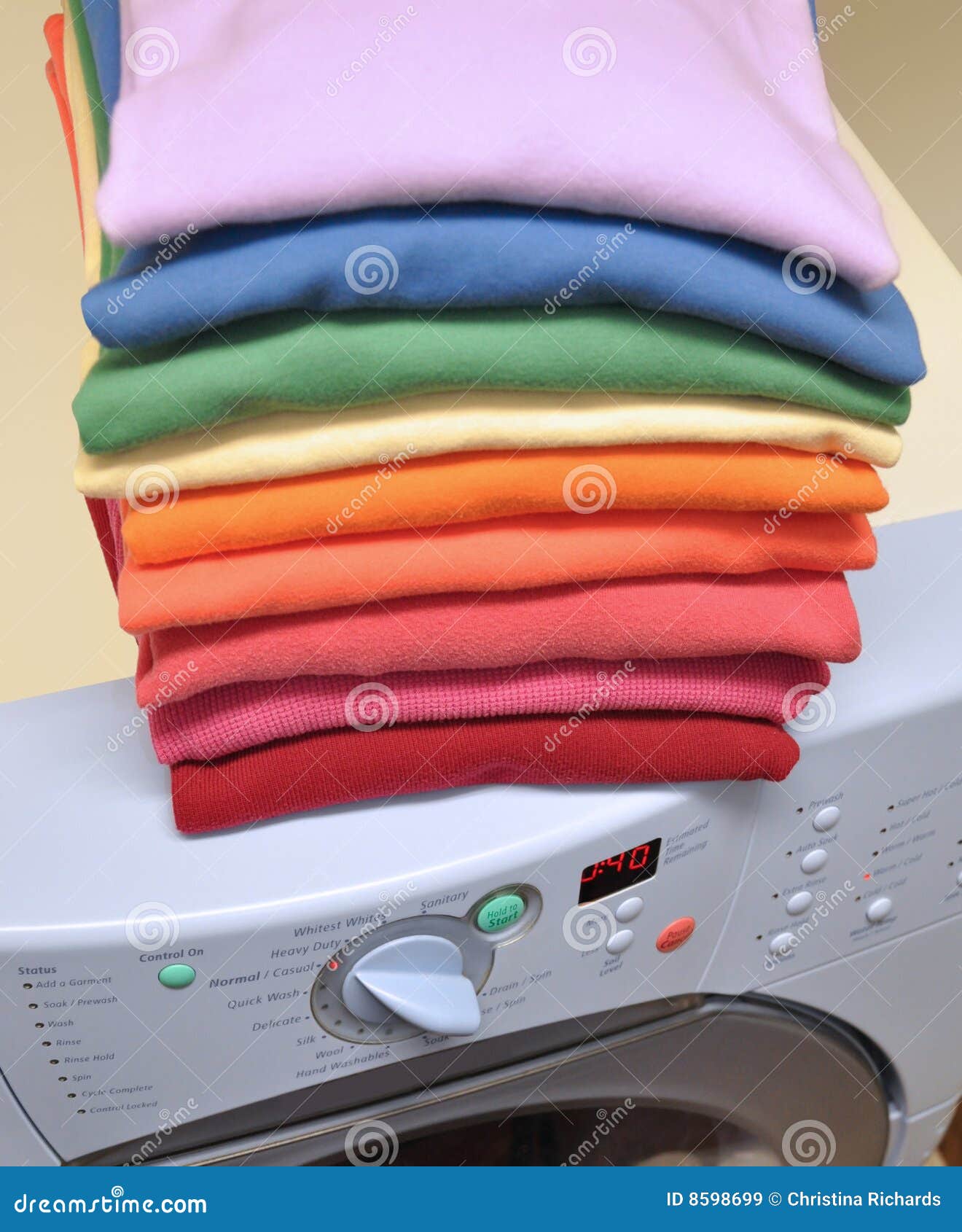 Rainbow Laundry on Washing Machine Stock Image - Image of appliance ...