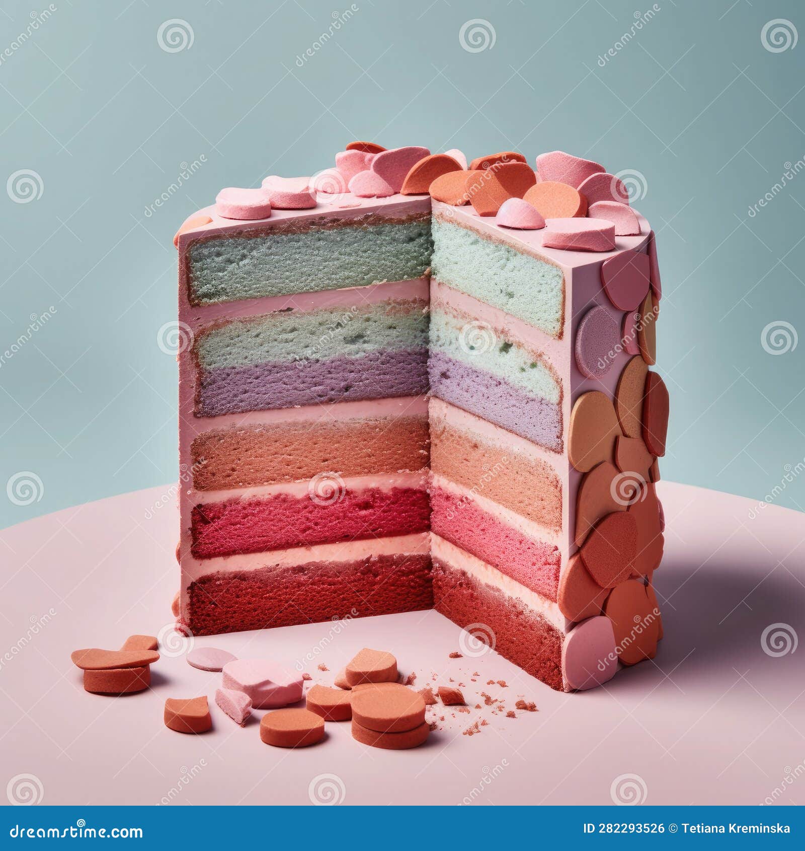 Rainbow Layer Cake, Biscuit Layers Anointed With Multi-colored Cream ...