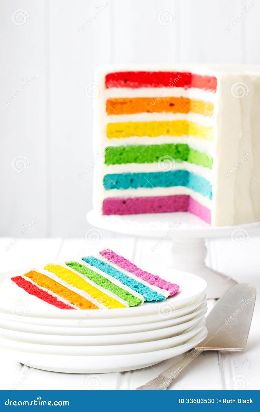 Rainbow layer cake stock photo. Image of party, cakes - 33603530