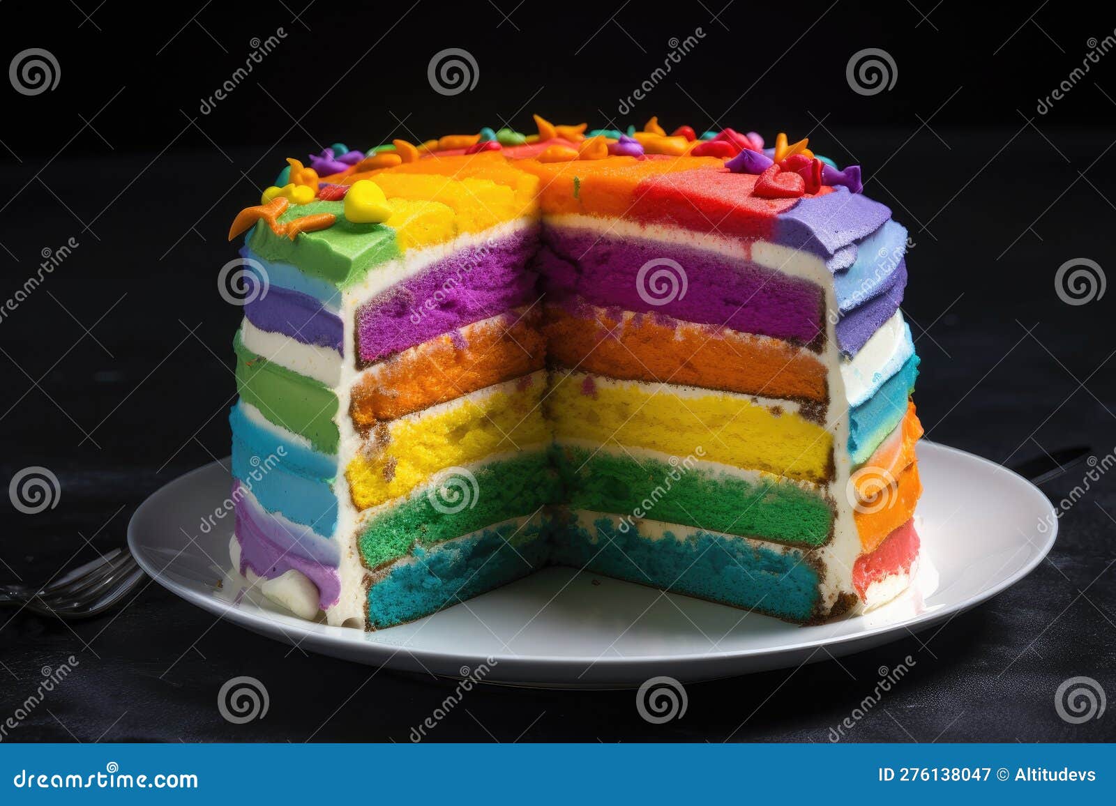 Rainbow Layer Cake, with Each Layer Differing in Color and Flavor Stock ...