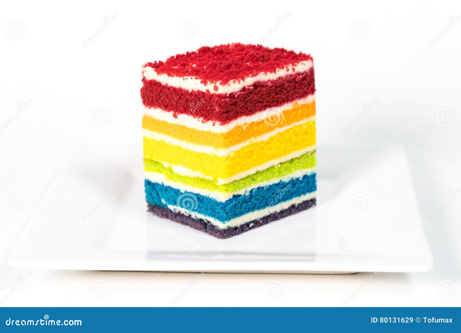 Rainbow layer cake stock image. Image of delicious, plate - 80131629