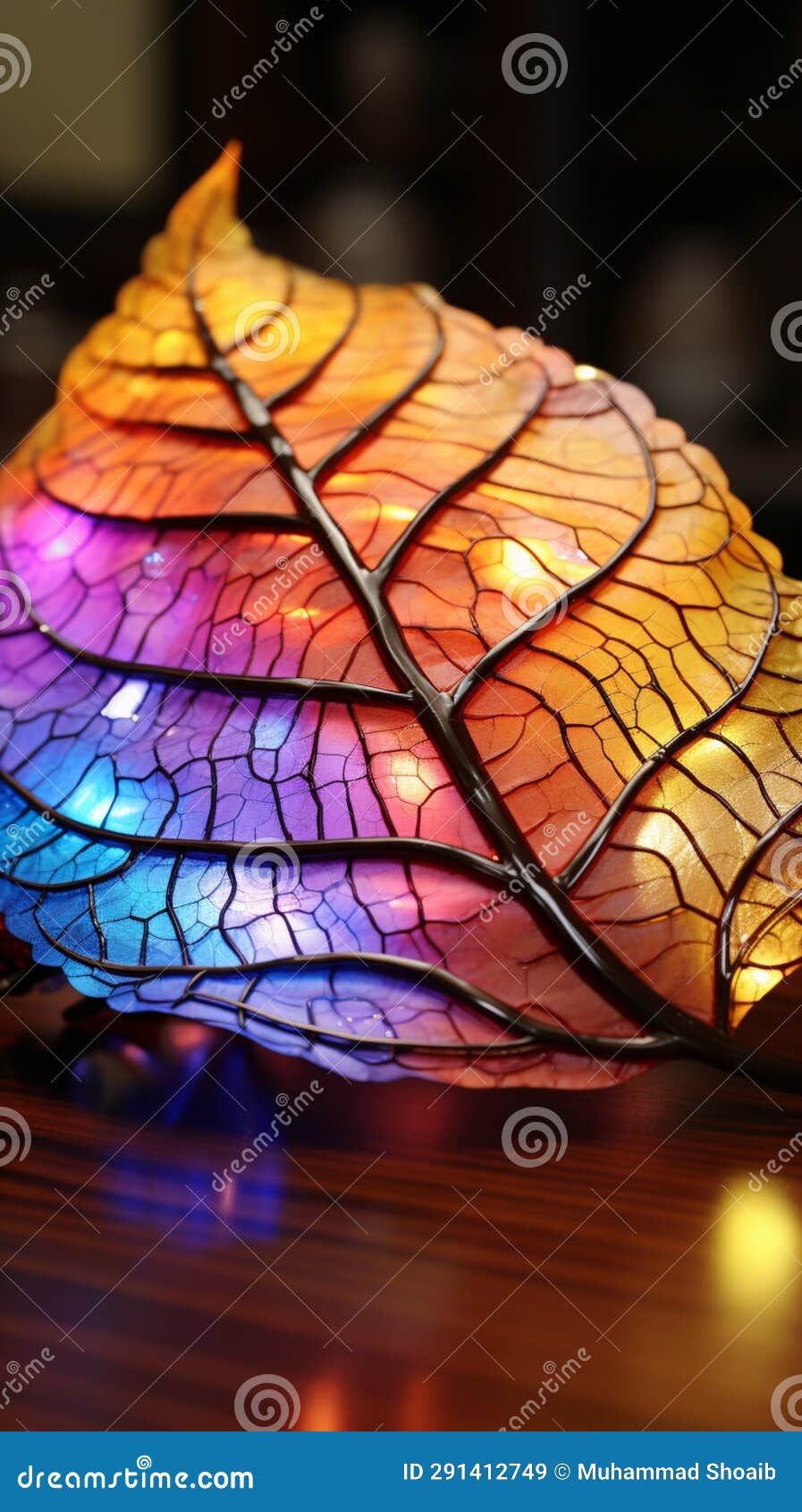 Rainbow Leaf Exhibited on Table, Capturing Iridescent Nature Under ...
