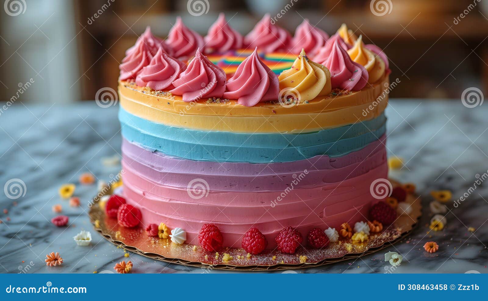 Rainbow LGBT Flag Colored Cake on Kitchen Table Stock Photo - Image of ...