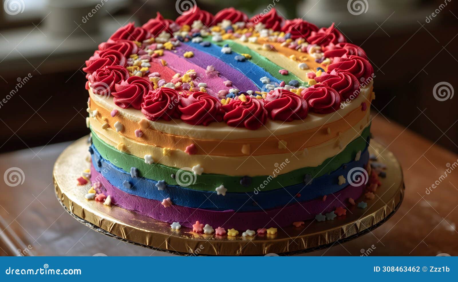 Rainbow LGBT Flag Colored Cake on Kitchen Table Stock Photo - Image of ...