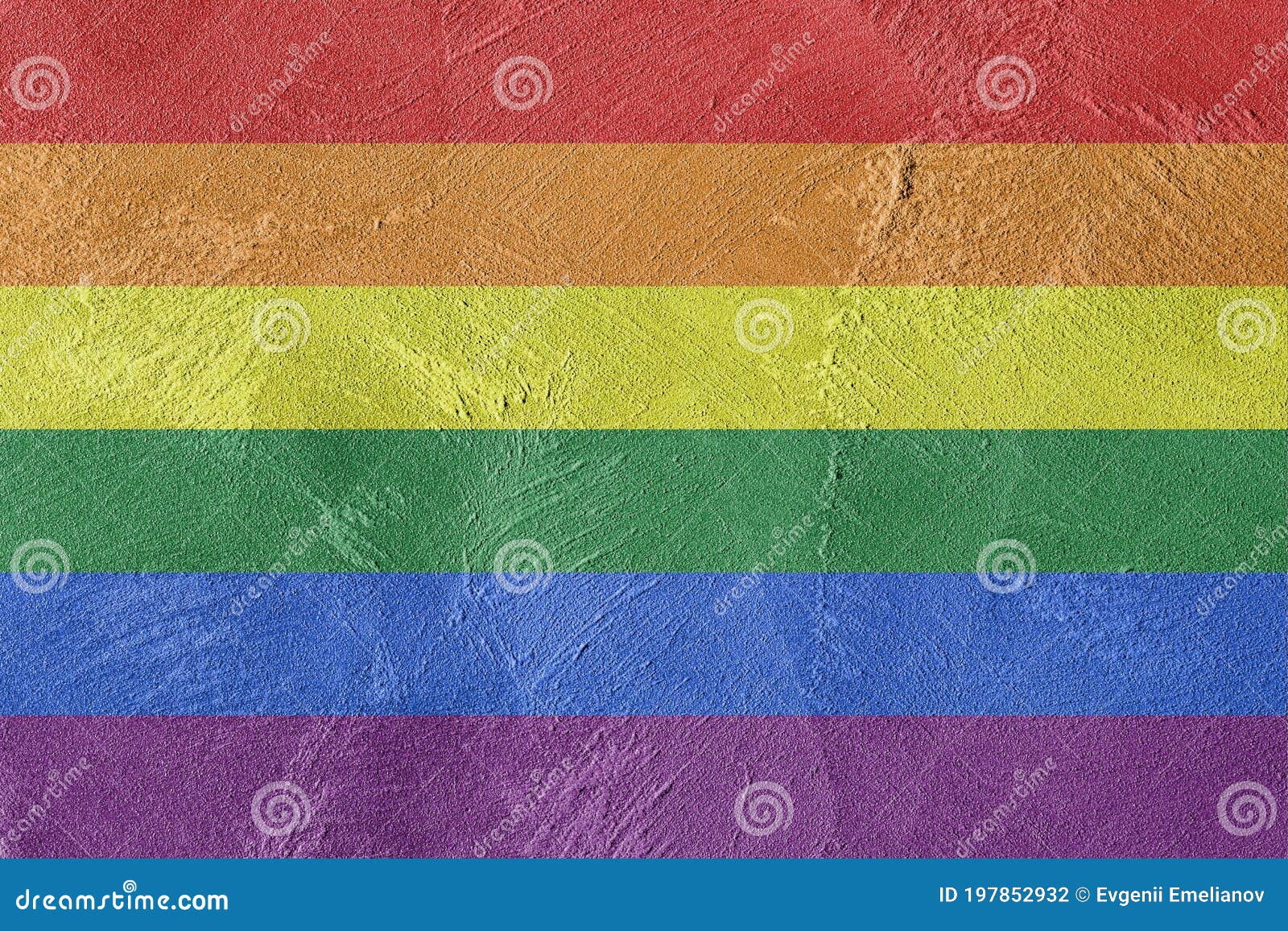 Rainbow Lgbtq Or Gay Pride Flag On Decorative Plaster Or Concrete