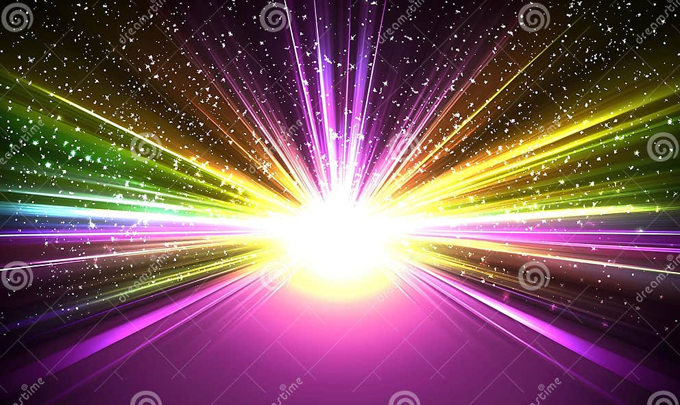 Rainbow Light Burst with Sparkles on Dark Background, Ideal for ...