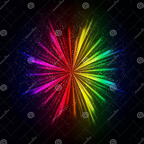 Rainbow Light Rays Background, Abstract Colorful Burst. Stock Vector ...