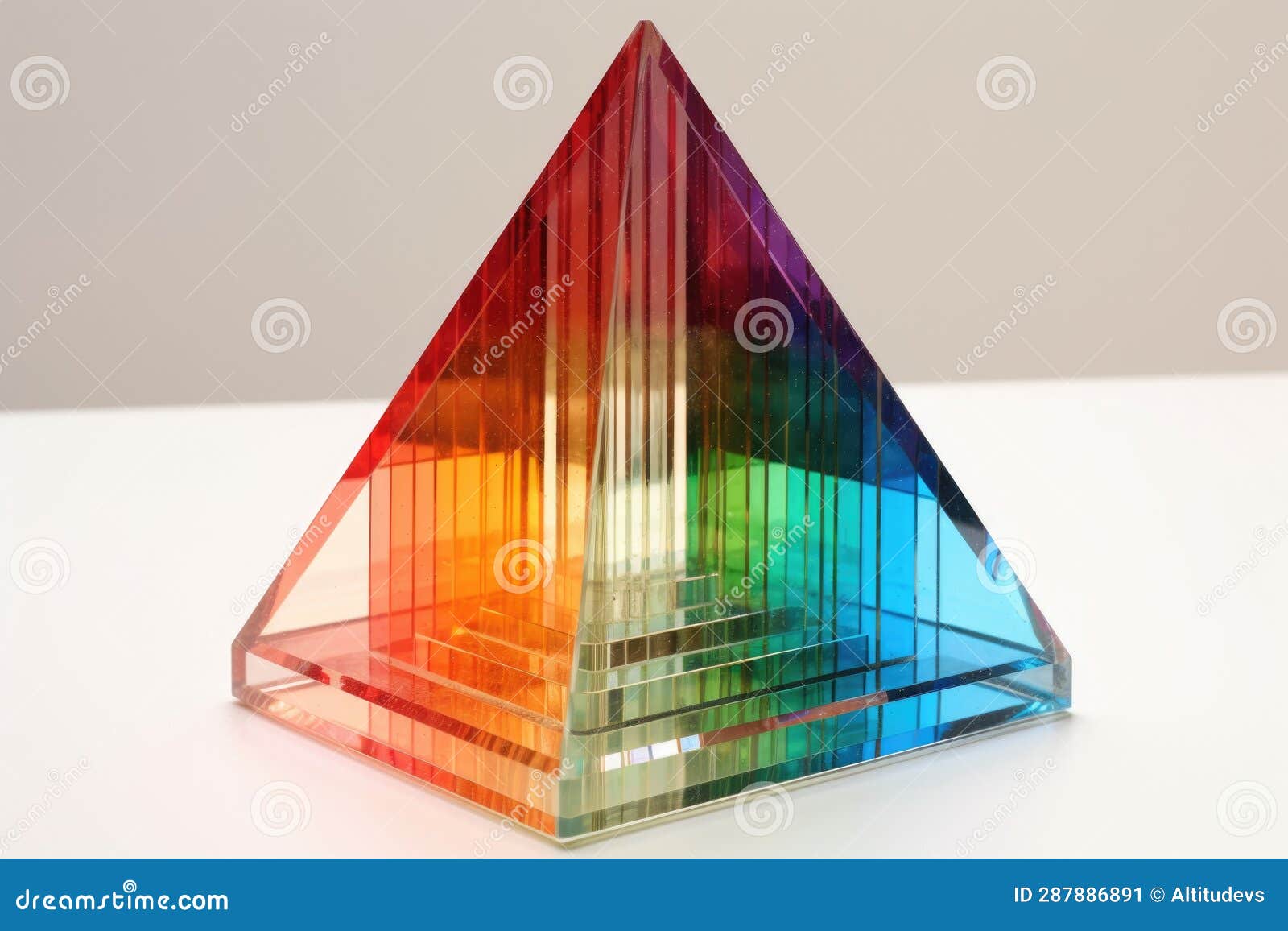 Rainbow Light Spectrum through Glass Prism on White Background Stock ...