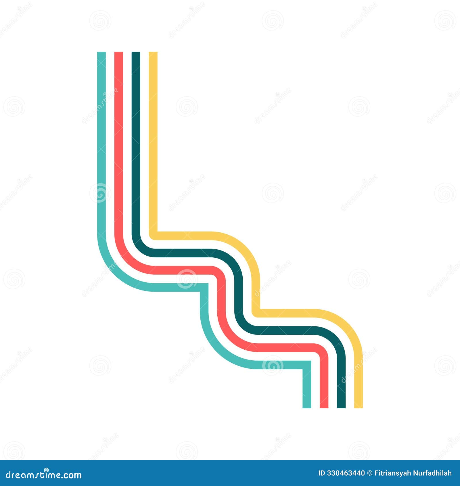 Hand Drawn Rainbow Line Illustration with Flat Cartoon Design. Stock ...