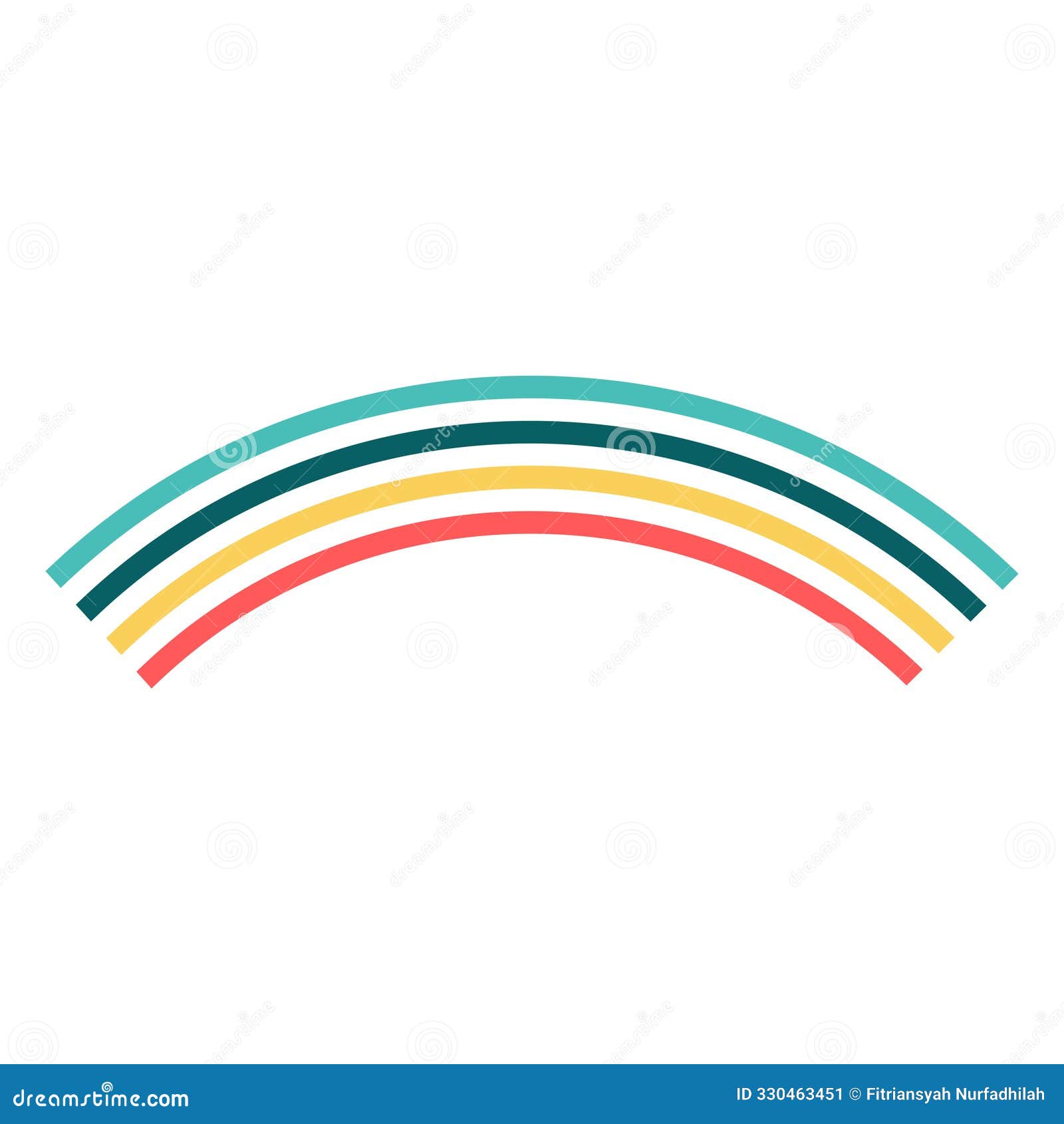 Hand Drawn Rainbow Line Illustration with Flat Cartoon Design. Stock ...