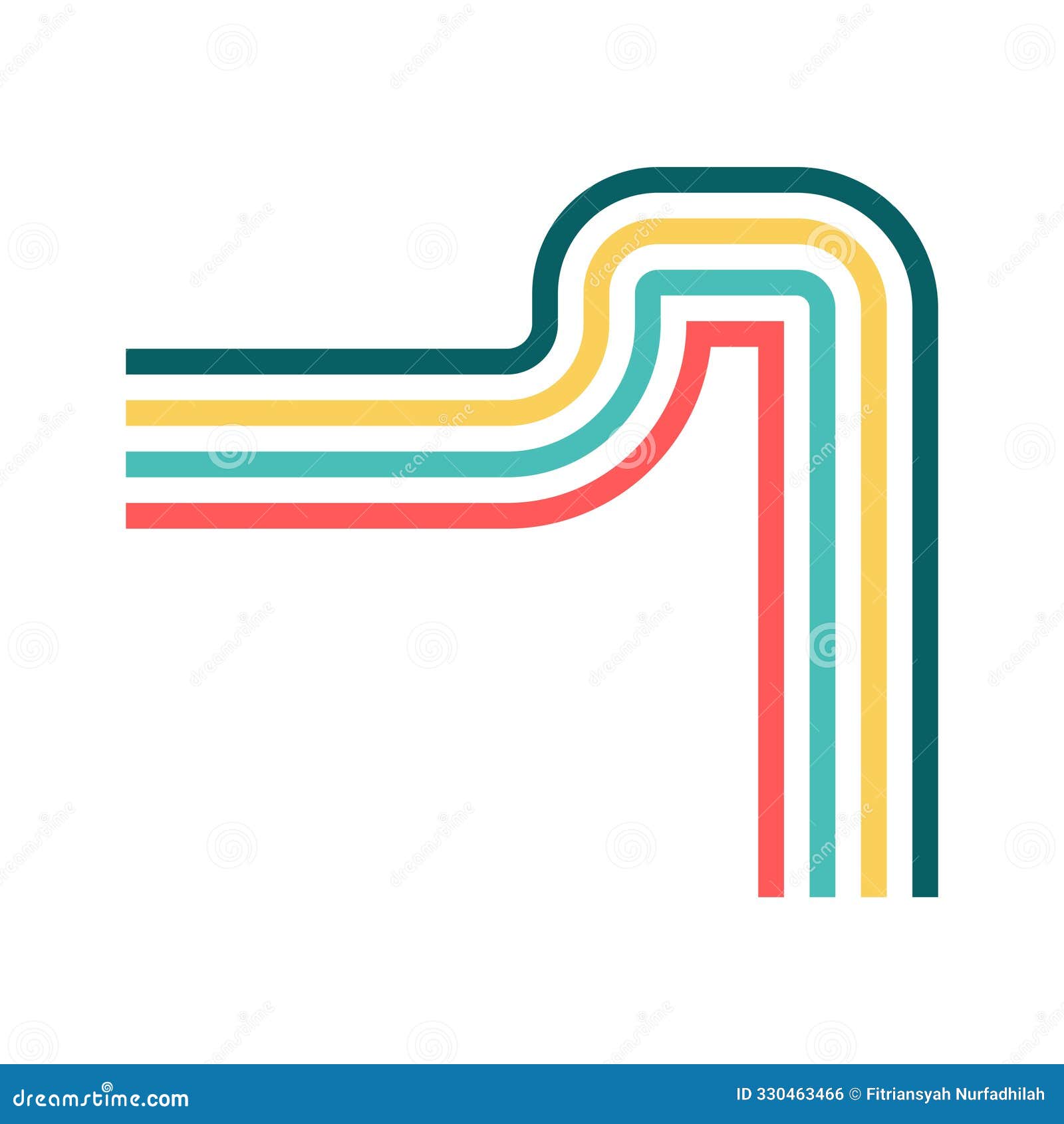 Hand Drawn Rainbow Line Illustration with Flat Cartoon Design. Stock ...