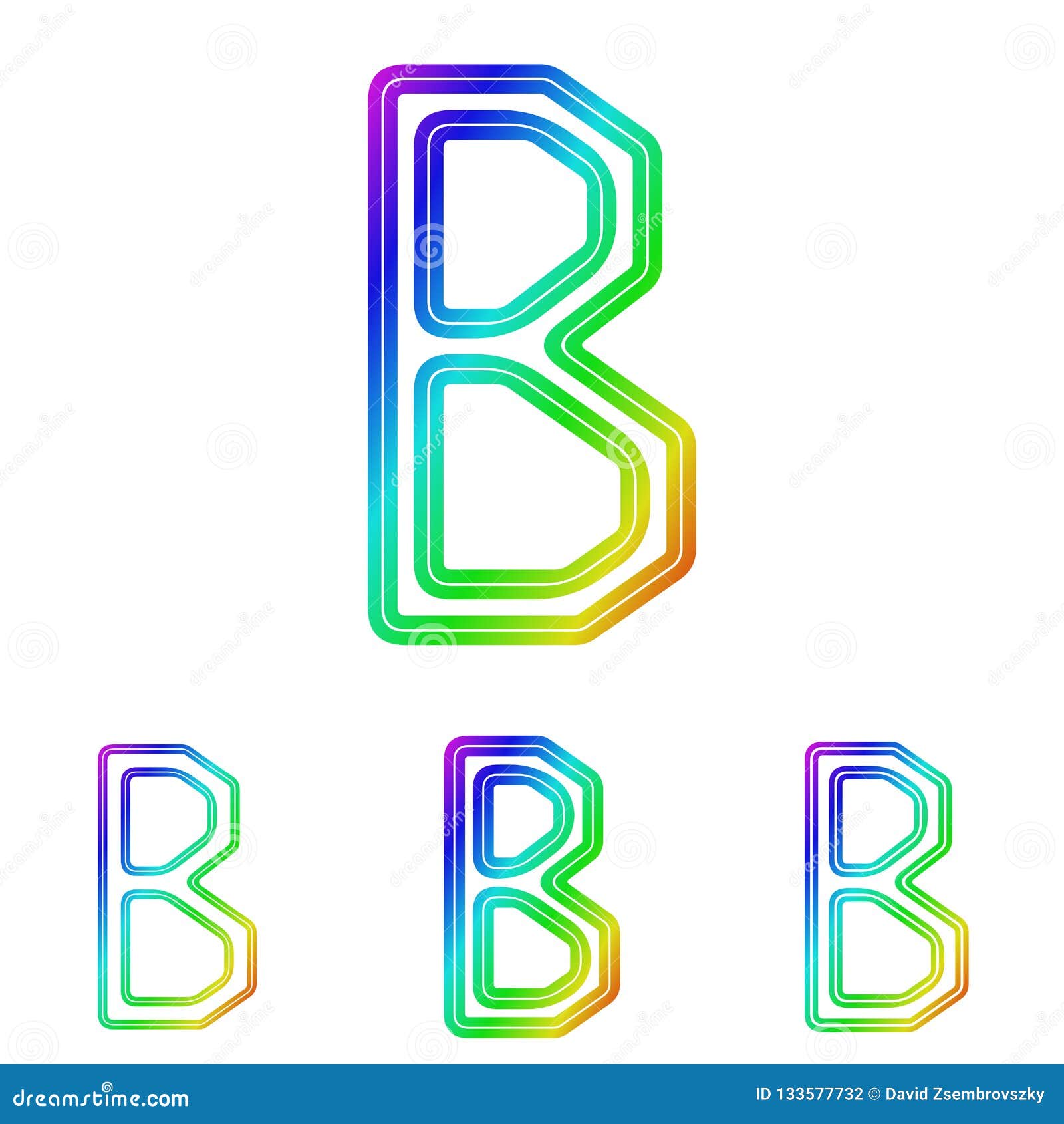Rainbow B Letter Logo Design Set Stock Vector - Illustration of button ...