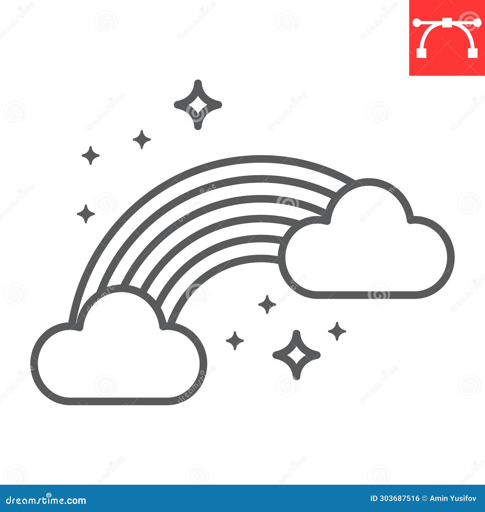 Rainbow line icon stock vector. Illustration of happy - 303687516