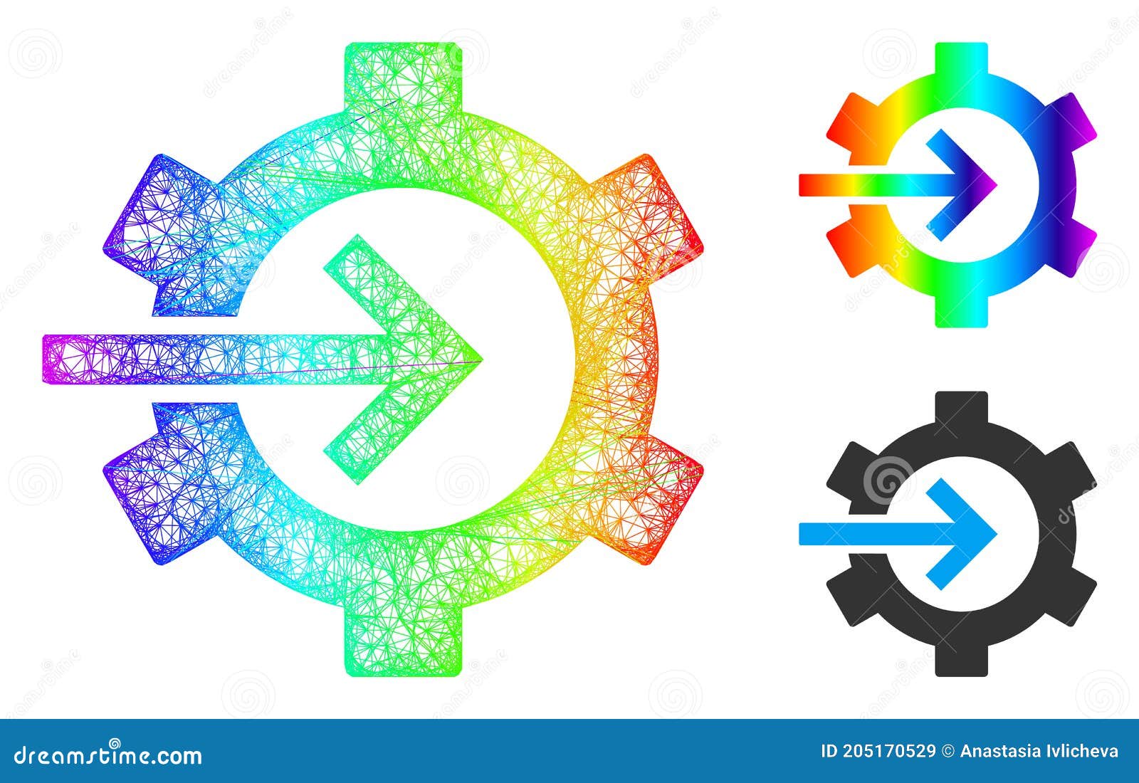 Rainbow Linear Gradient Cog Integration Icon Stock Vector ...