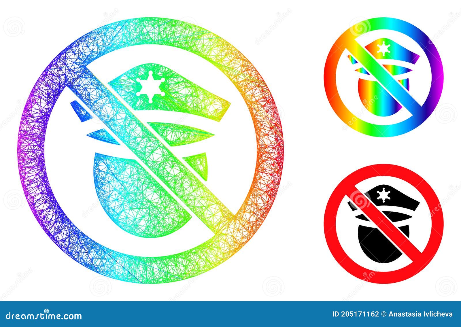 Rainbow Linear Gradient Forbid Police Cop Icon Stock Vector ...