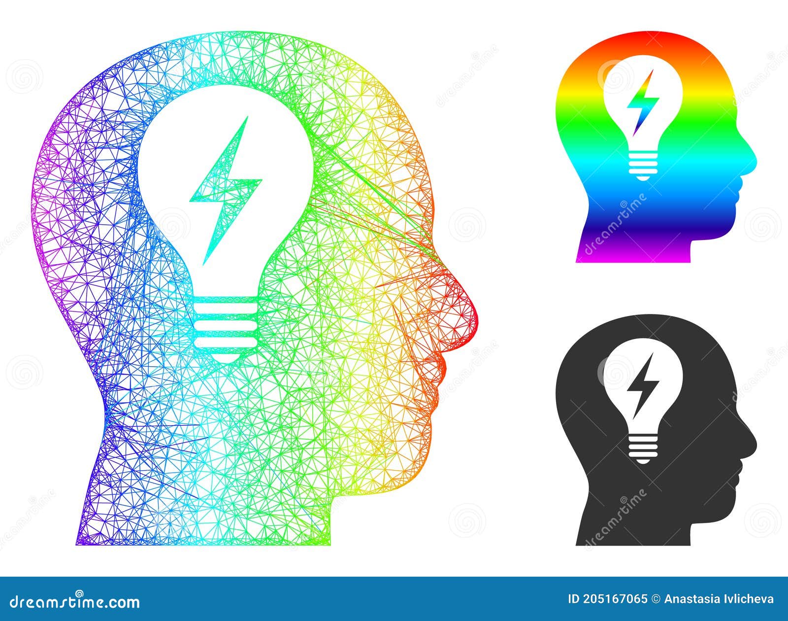 Rainbow Linear Gradient Head Bulb Icon Stock Vector - Illustration of ...