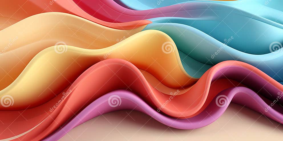 Rainbow Lines on White Background, 3d Rendering Stock Illustration ...