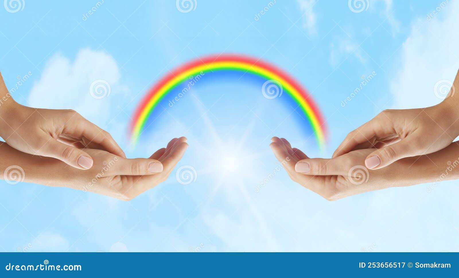 Rainbow Linking Hands. Unity Concept. Stock Image - Image of concept ...