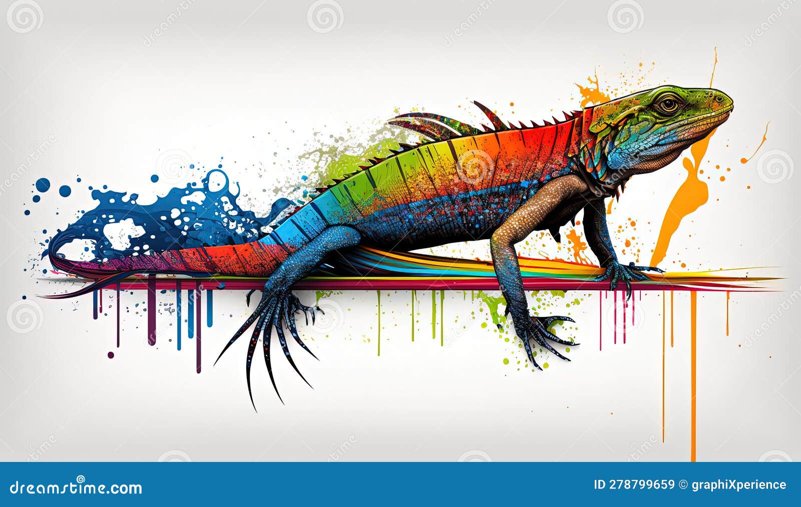 Rainbow Lizard Abstract Art Stock Illustration - Illustration of ...