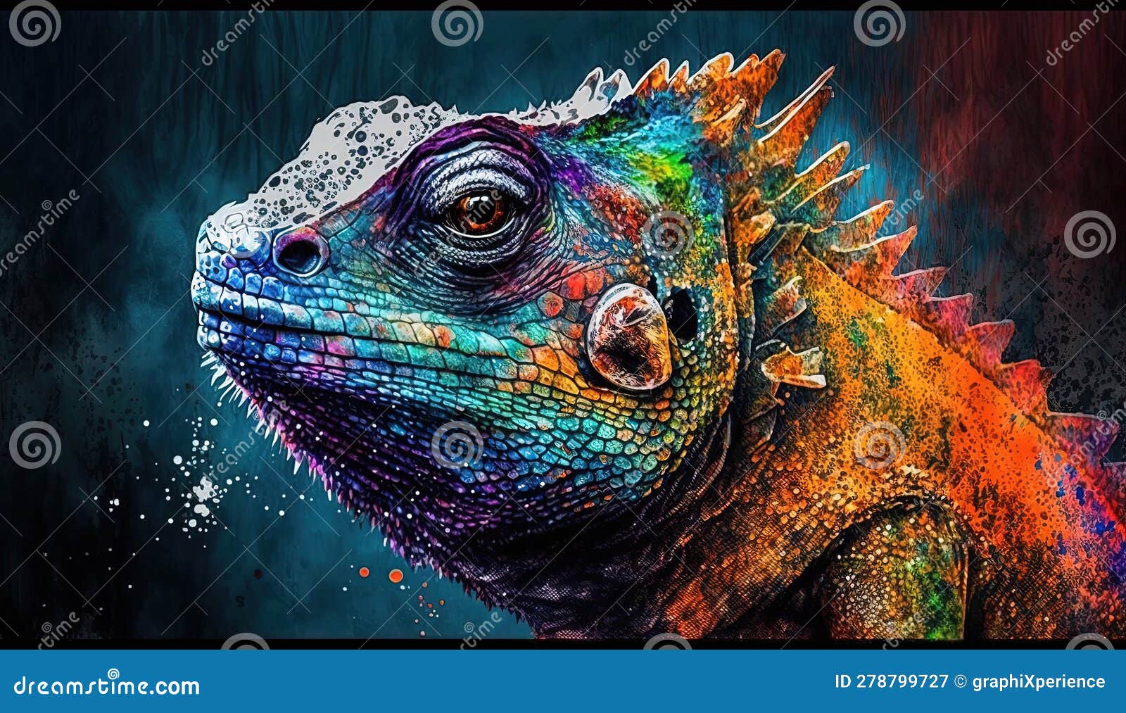 Rainbow Lizard Abstract Art Stock Illustration - Illustration of ...