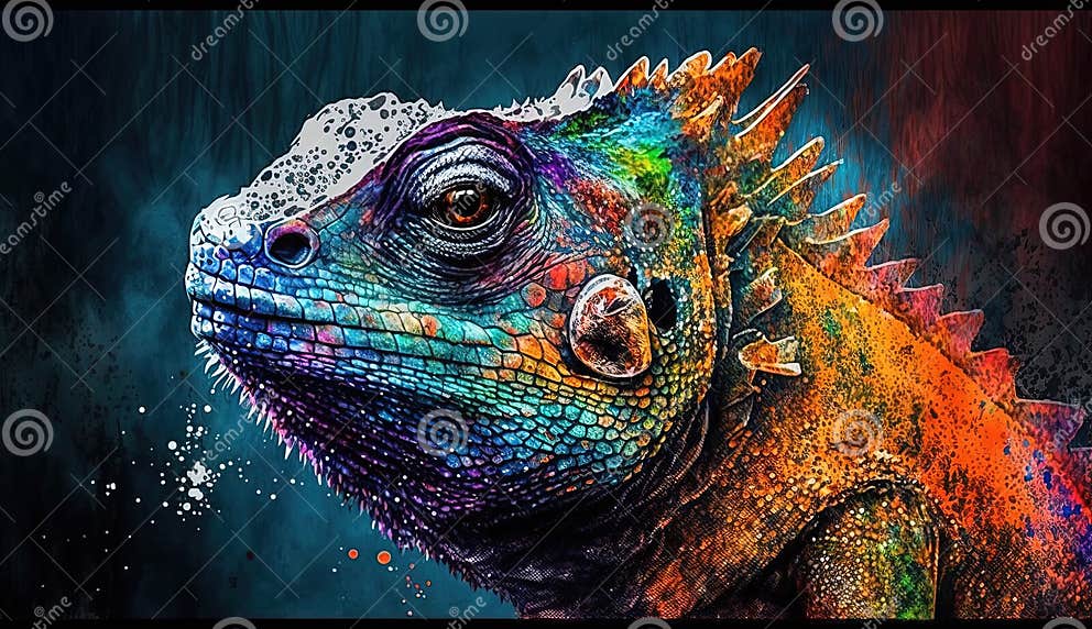 Rainbow Lizard Abstract Art Stock Illustration - Illustration of ...