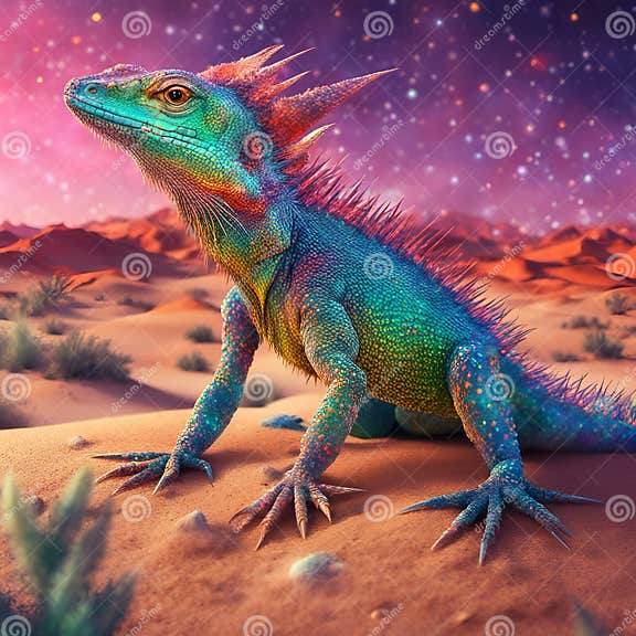 Rainbow lizard stock illustration. Illustration of spikes - 288439199