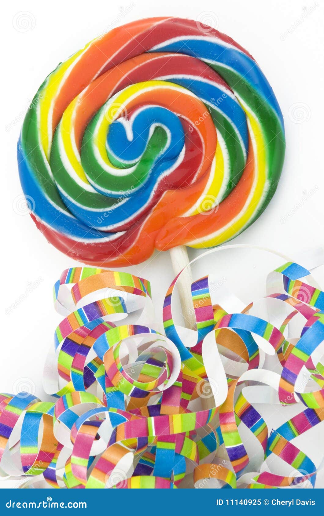 Rainbow Lollipop with Colorful Ribbons Stock Image - Image of rainbow ...