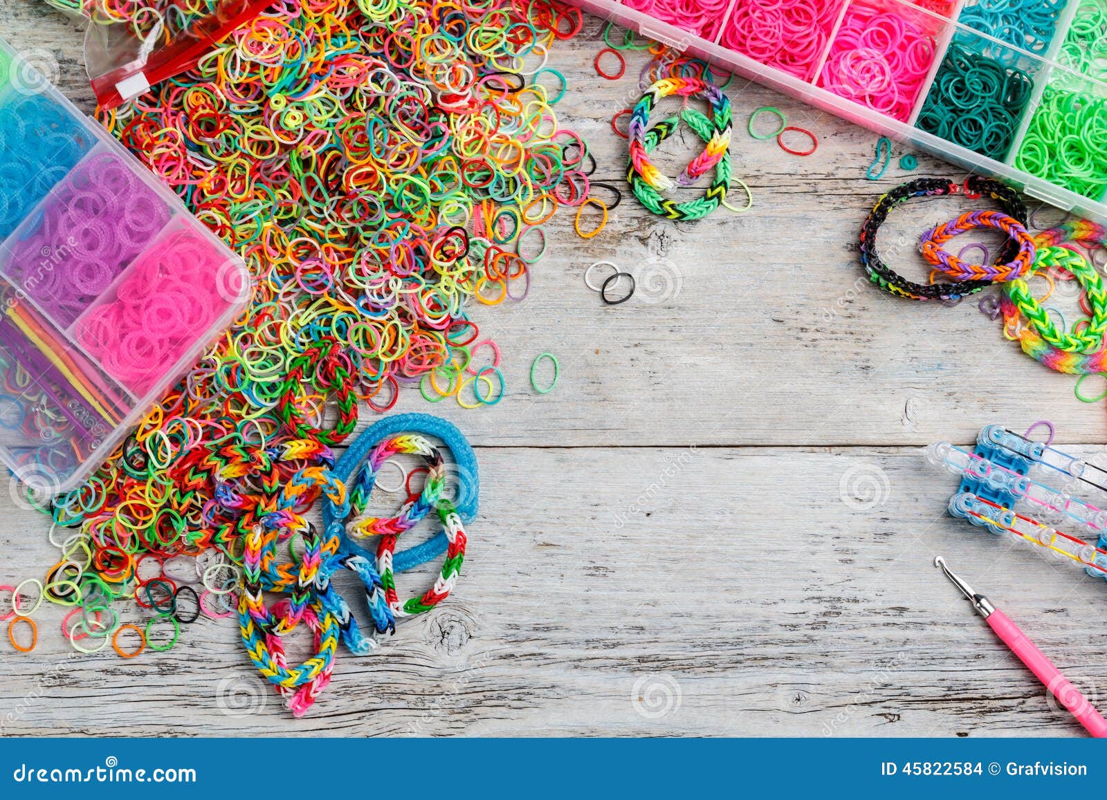 Rainbow loom bands stock photo. Image of coloured, elastic - 45822584