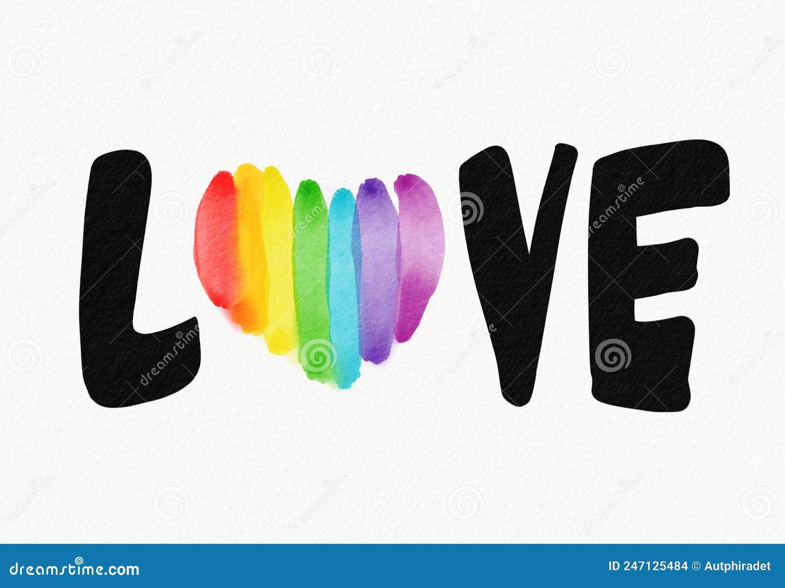 Rainbow Love Text With Heart Shape Lgbt Pride Month Watercolor Texture