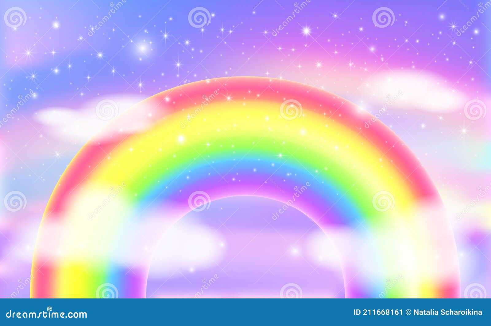 Rainbow in the Magic Sky with Sparkling Stars. Stock Vector ...