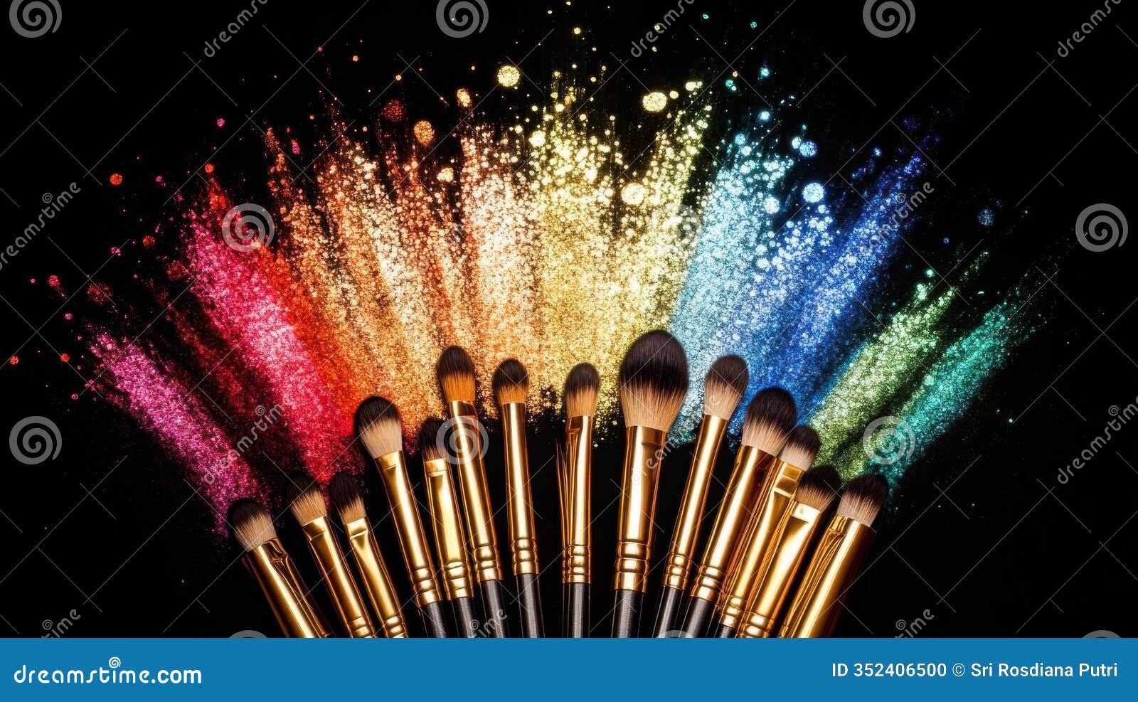 Rainbow Makeup Brushes & Powder Explosion Stock Illustration ...