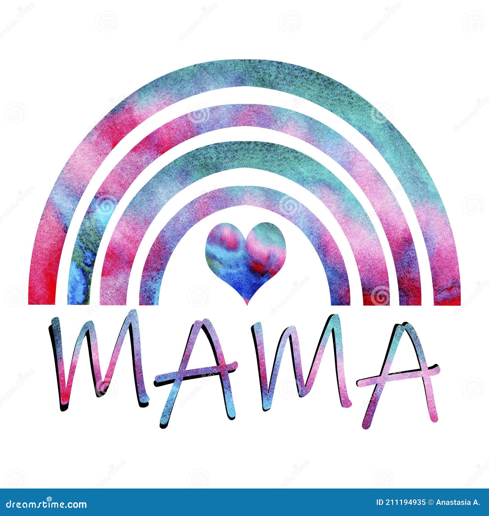 Rainbow Mama Illustration Isolated on White Background. Stock ...