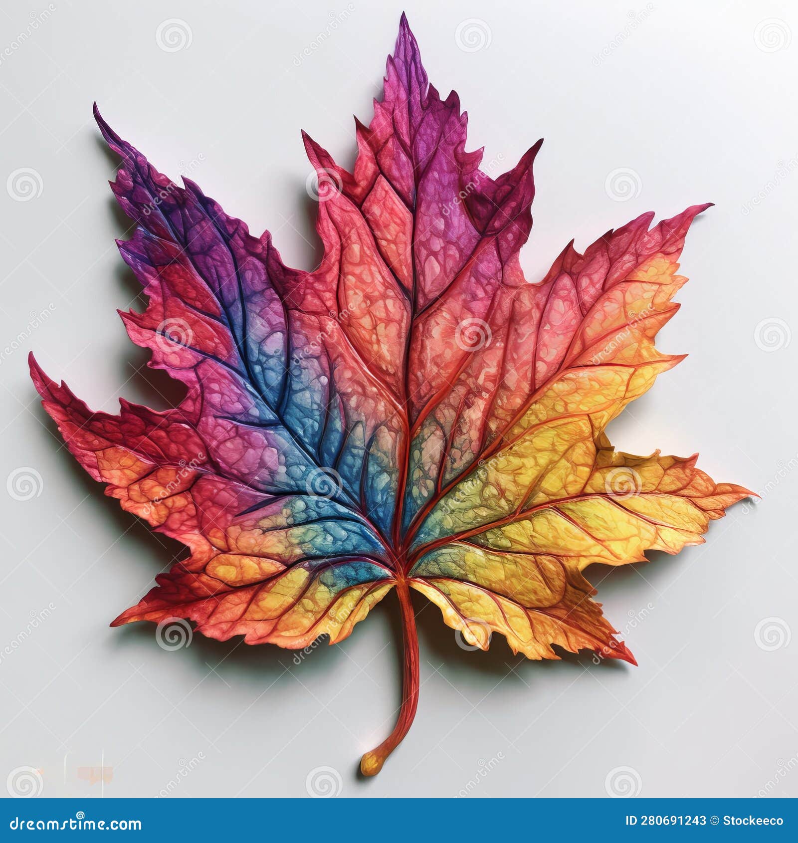 Rainbow Maple Leaf: a Hyperrealistic Sculpture in Dark Orange and Light ...