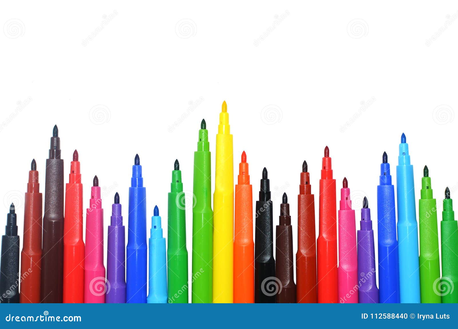 Rainbow Markers Isolated on White Background. Stock Photo - Image of ...