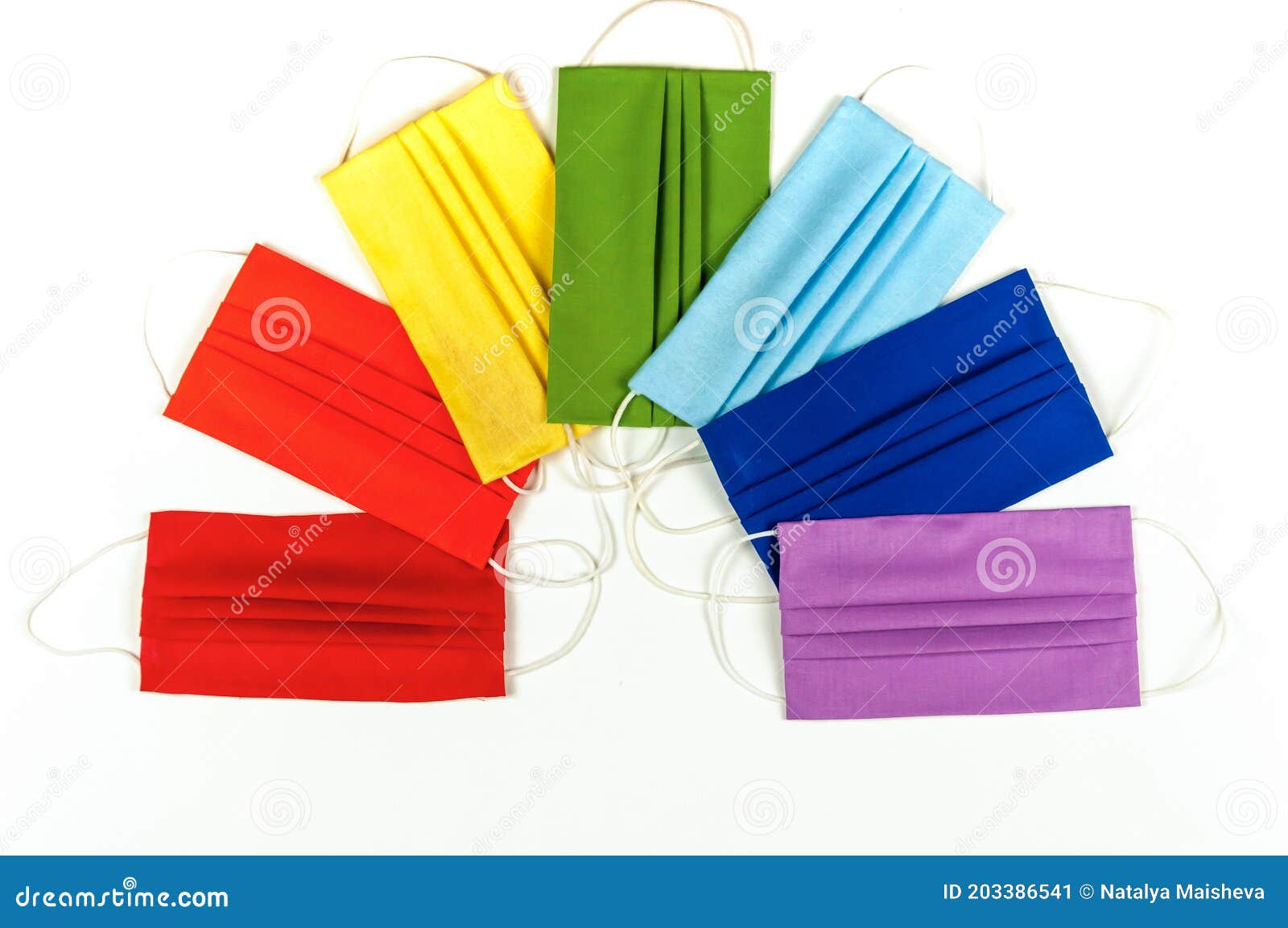 Rainbow of Medical Masks.Seven Multi-colored Masks Stock Image - Image ...