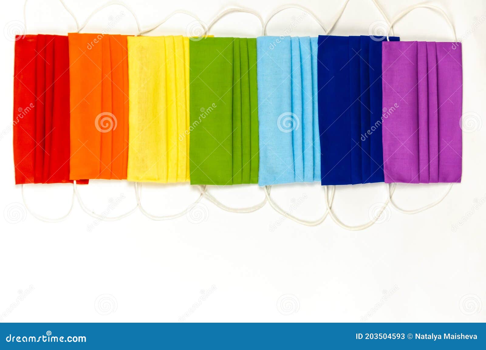 Rainbow of Medical Masks.Seven Multi-colored Masks Stock Image - Image ...