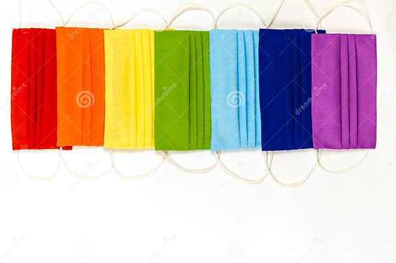 Rainbow of Medical Masks.Seven Multi-colored Masks Stock Image - Image ...